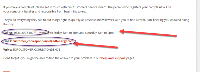 EDF Complaints Number 0333 200 5100, Business Complaints: 0333 200 5103 ...